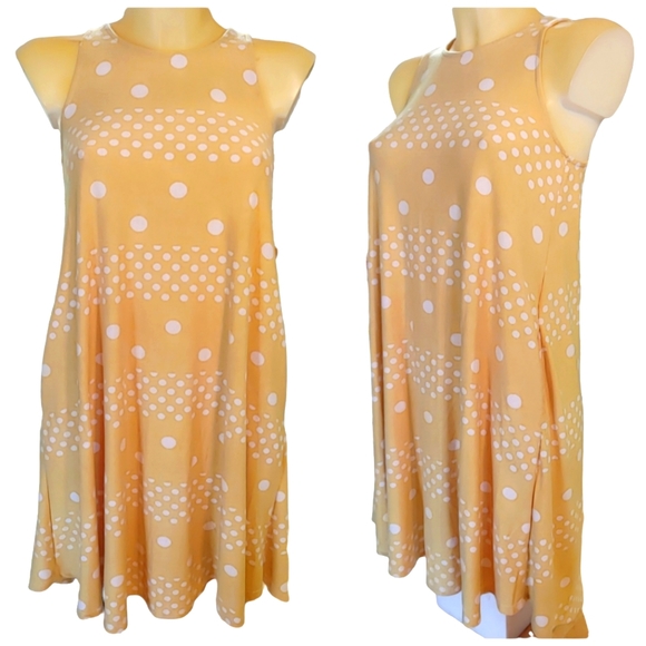 mts | Dresses | Bundledmts Yellow And White Polkw Dot Flowy Sleeveless ...